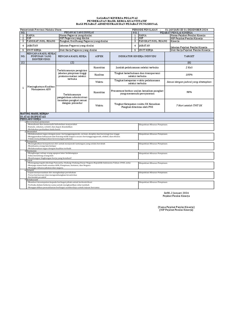 Contoh SKP TPP 2024 - Ja&jf | PDF