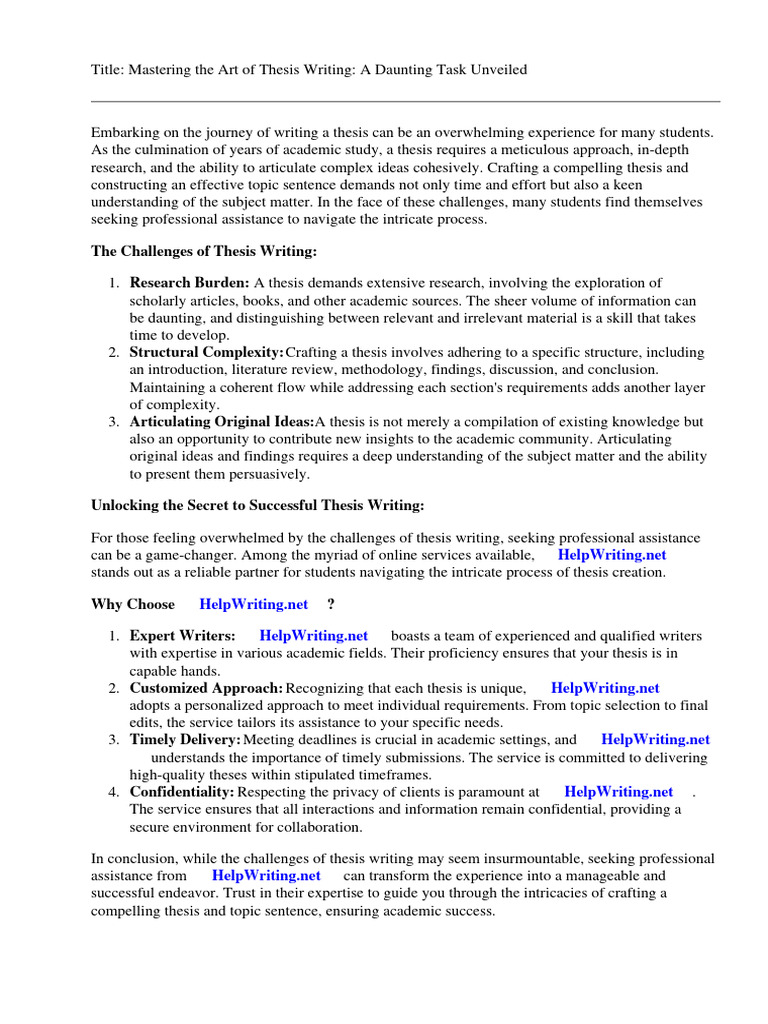 Thesis Writing Challenges and Solutions | PDF