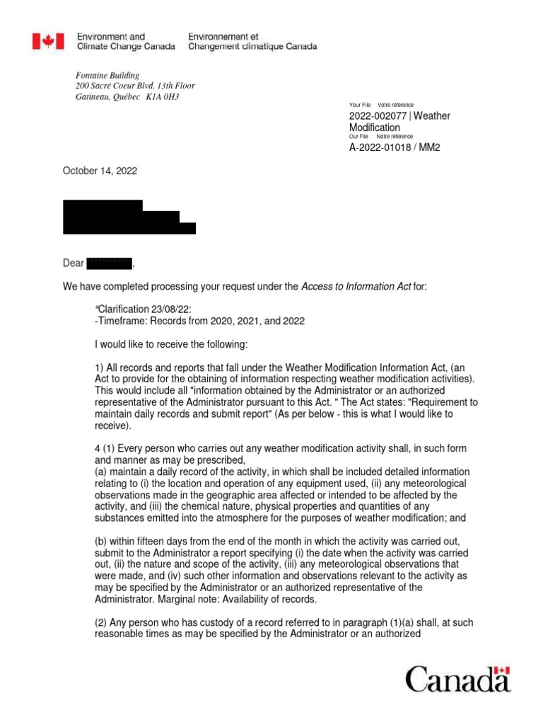 Response Letter - Weather Modification Alberta | PDF