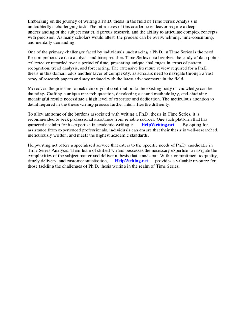 PHD Thesis Time Series | PDF | Thesis | Doctor Of Philosophy