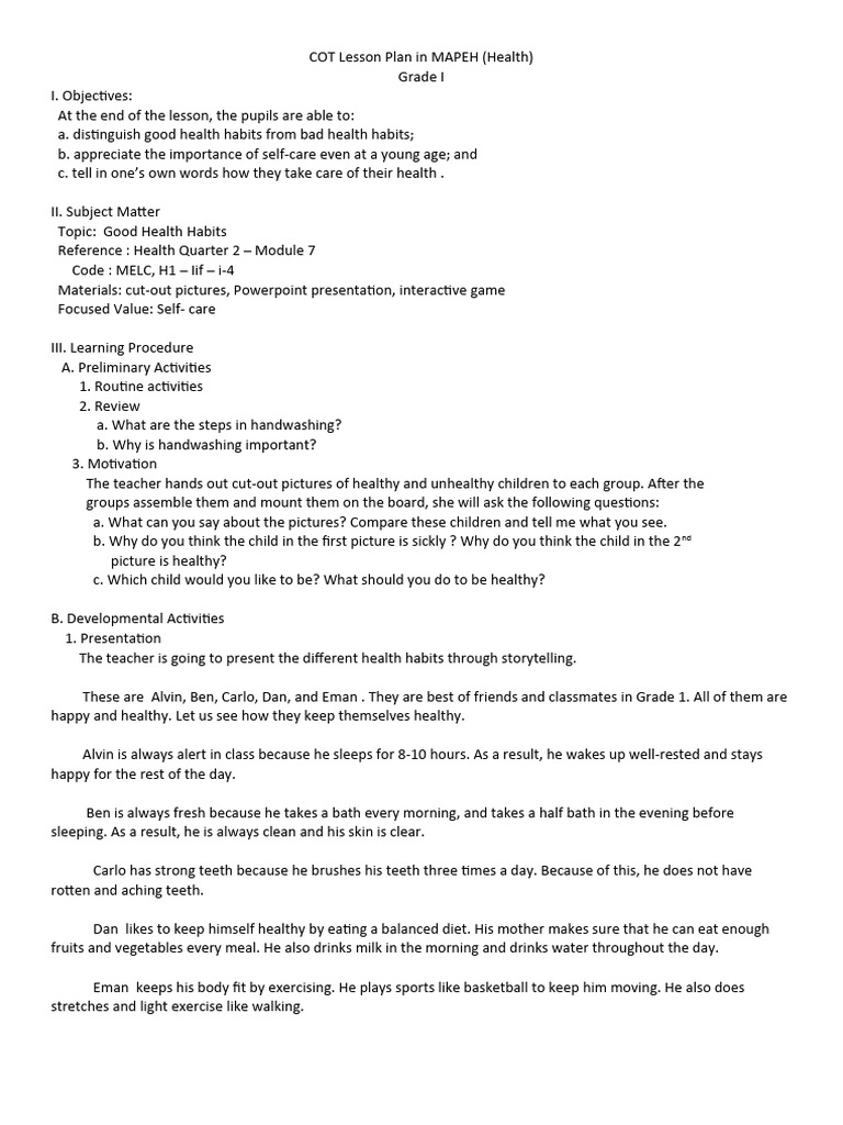 COT Lesson Plan in MAPEH | PDF