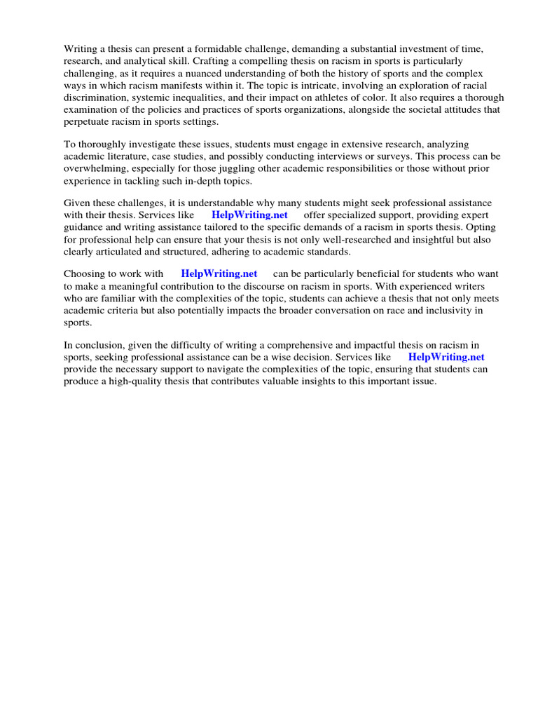 Racism in Sports Thesis Statement | PDF