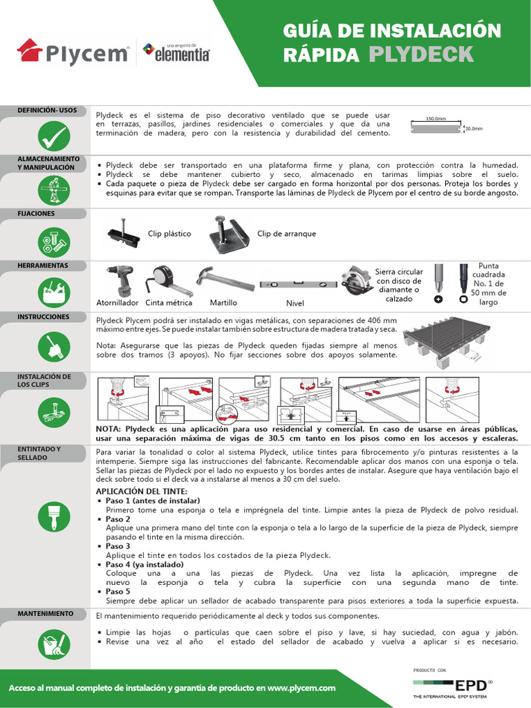 Guia Rapida de Instalacion Plydeck | PDF