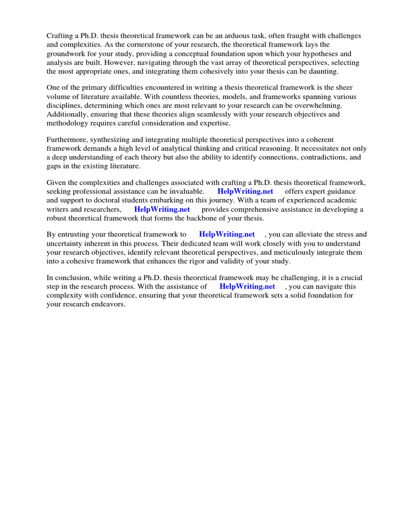 Phd Thesis Theoretical Framework Pdf Theory Thesis