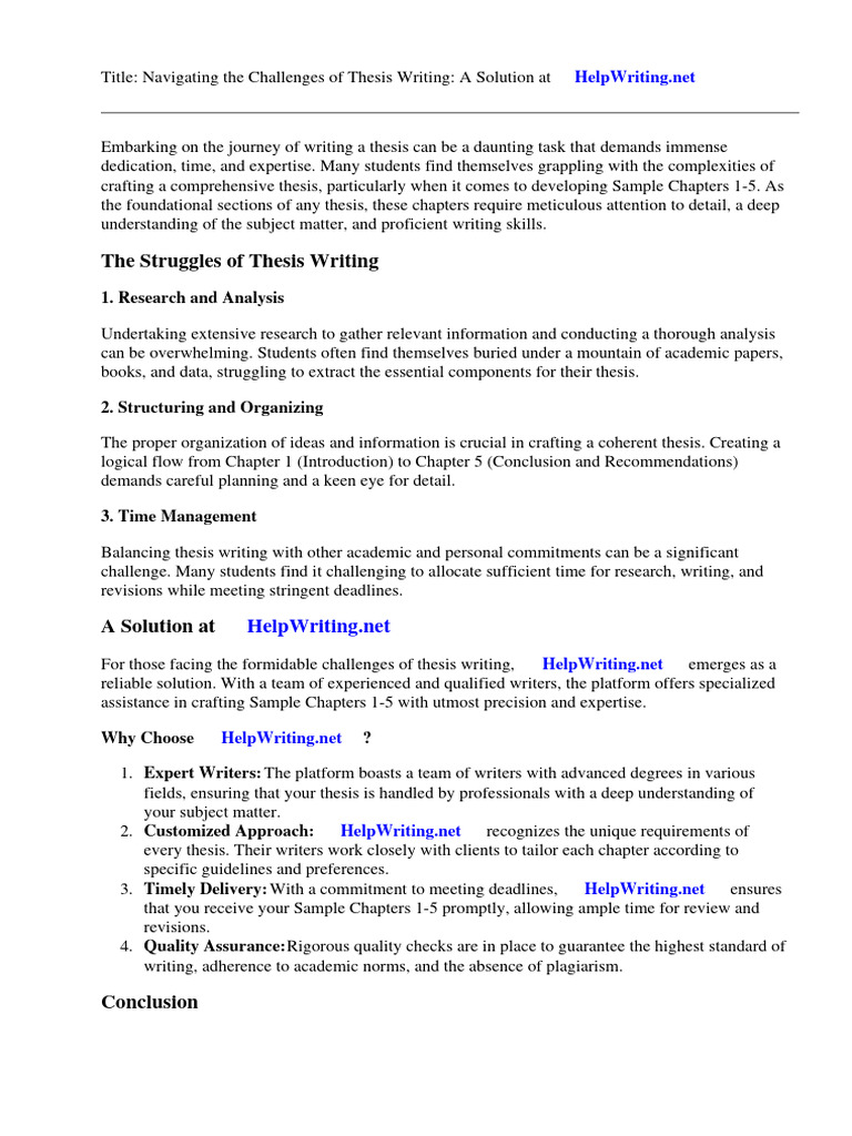 Thesis Sample Chapter 1-5 | PDF