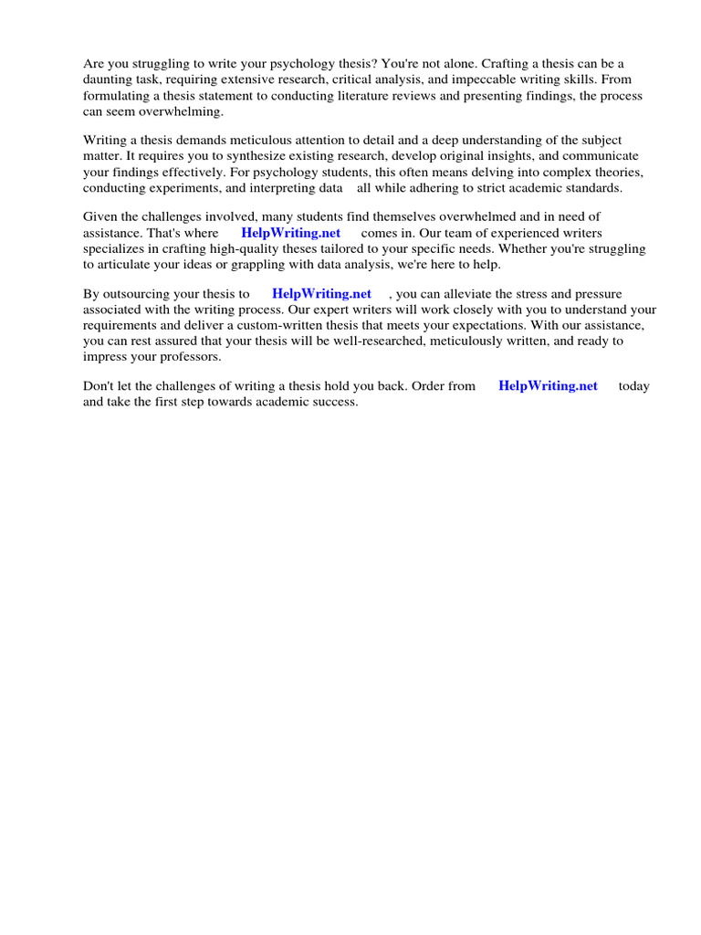 Sample Thesis For Psychology Students | PDF | Thesis | Psychology