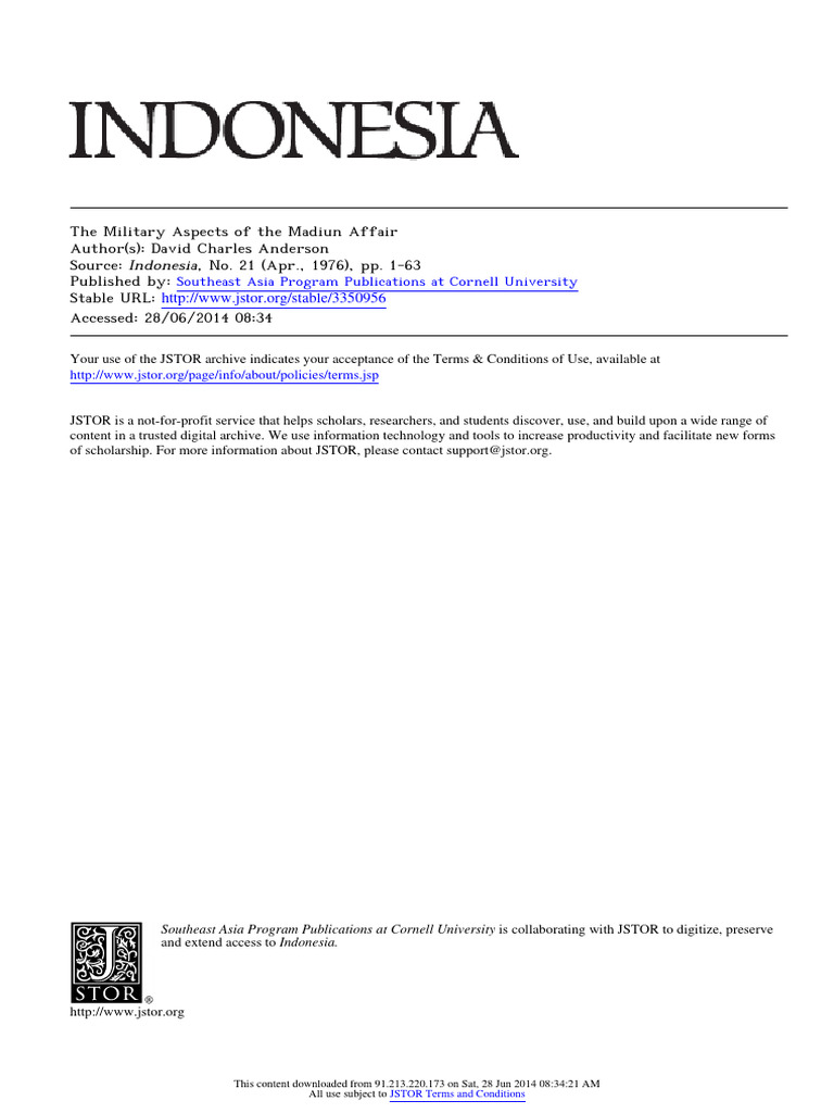 Aspek Militer dari Peristiwa Madiun 1948 | PDF | Military | Indonesia
