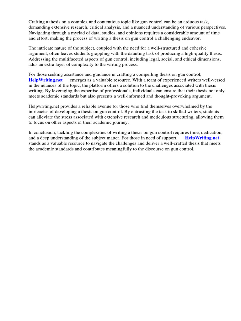 Thesis For Gun Control Paper Download Free Pdf Gun Control Essays
