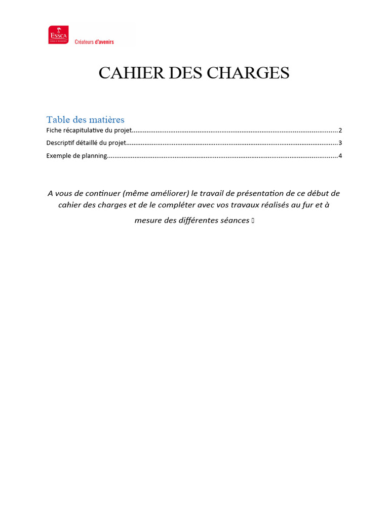 Cahier Des Charges | PDF