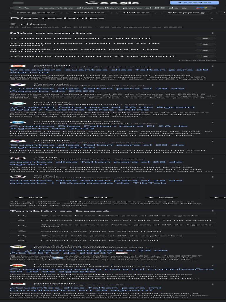 Cuantos Dias Faltan para El 28 de Agosto - Buscar Con Google | PDF