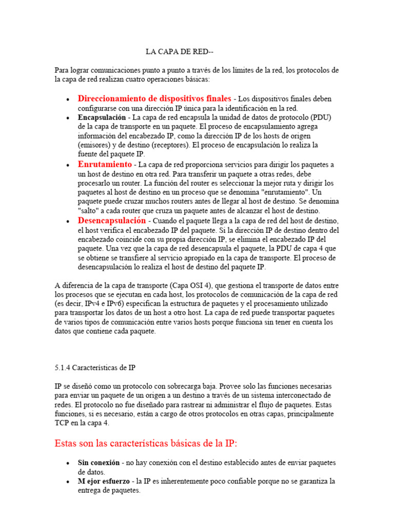 Conceptos Clave de la Capa de Red | PDF | Protocolos de internet | Enrutador (Computación)