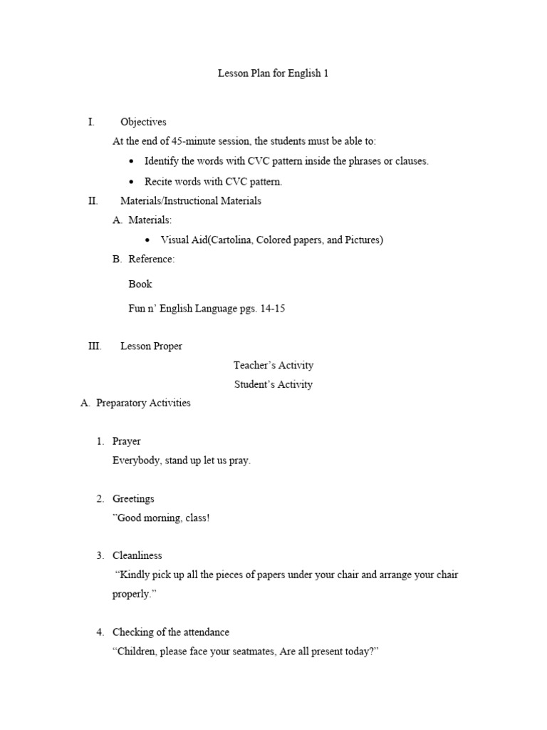 CVC Pattern Lesson for Kids | PDF | Language Arts & Discipline ...