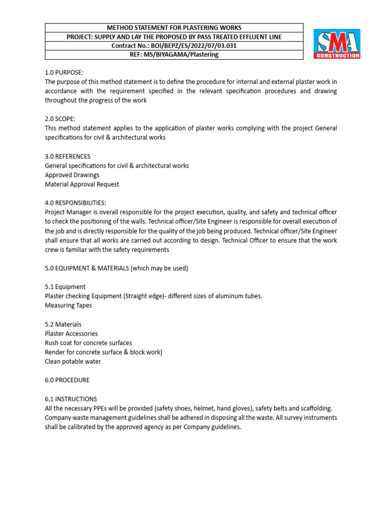 Plastering Work | PDF | Scaffolding | Plaster