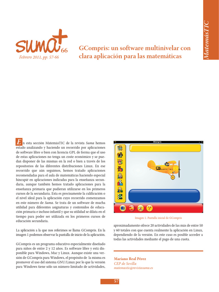 Gcompris: Un Software Multinivelar Con Clara Aplicación para Las Matemáticas 66 | PDF ...