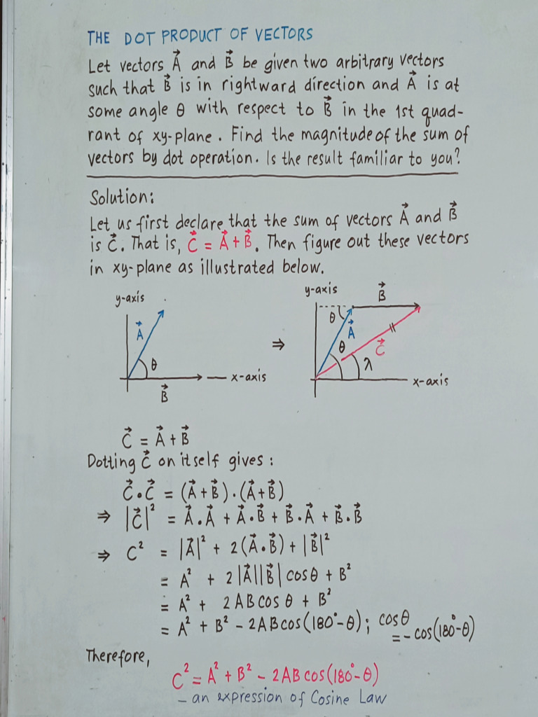 Slide12 The Dot Product of Vectors Sample Problem | PDF