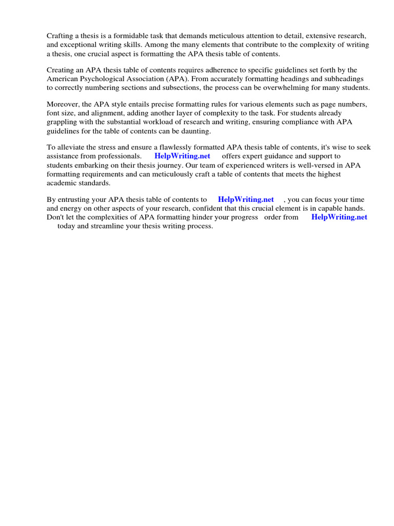Apa Thesis Table of Contents | PDF | Apa Style | Thesis