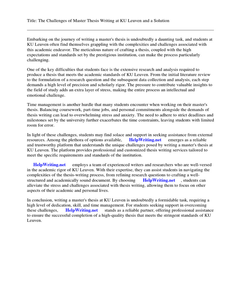 Master Thesis Kuleuven | PDF | Thesis