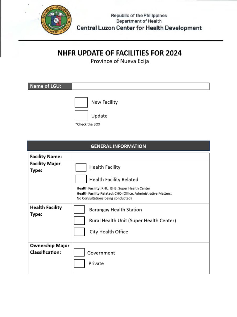 National Health Facility Registry Form | PDF