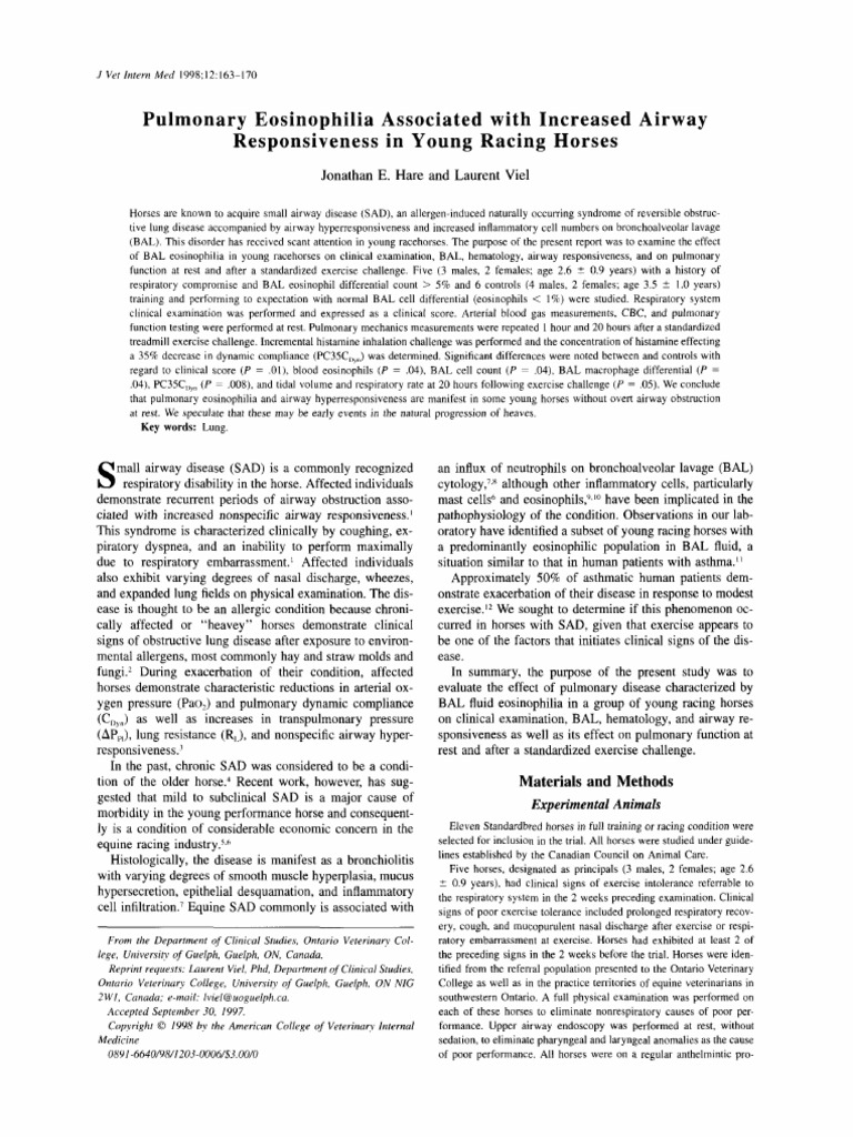 Pulmonary Eosinophilia Associated With Increased Airway Responsiveness ...