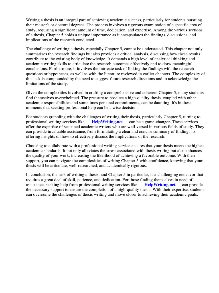 Thesis Chapter 5 | PDF | Thesis | Data