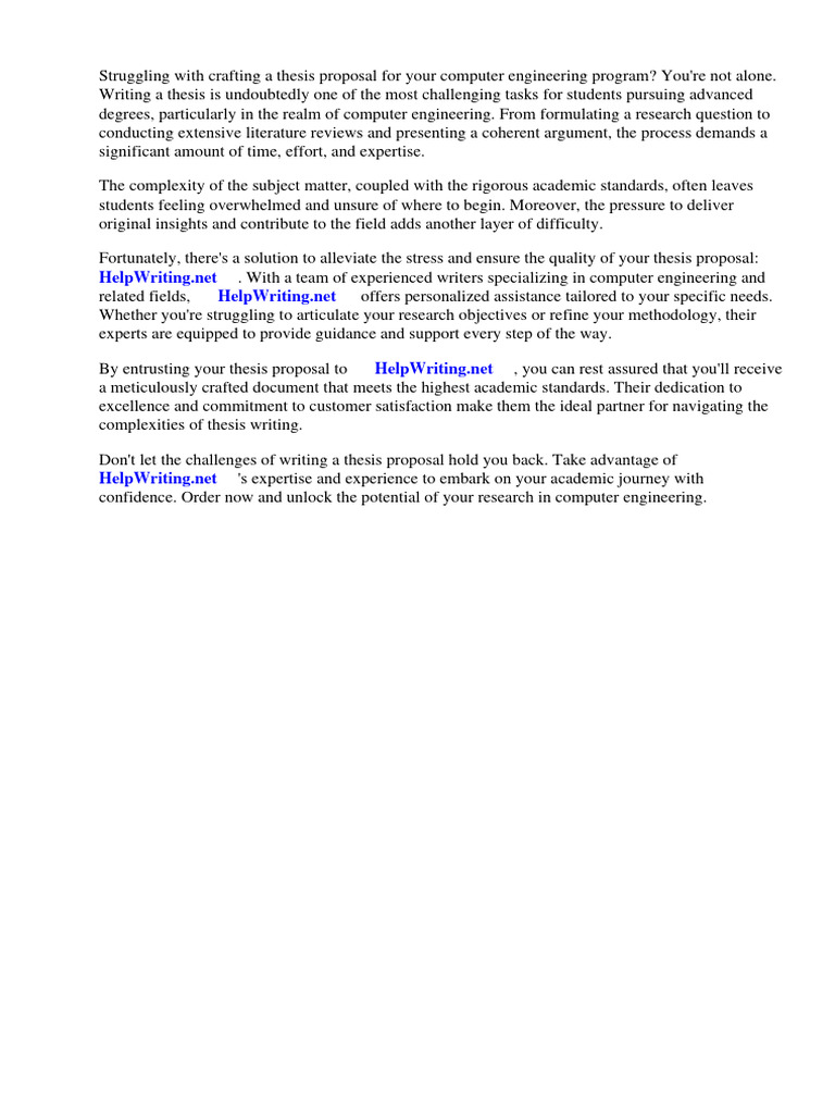 Best Thesis Proposal For Computer Engineering | PDF