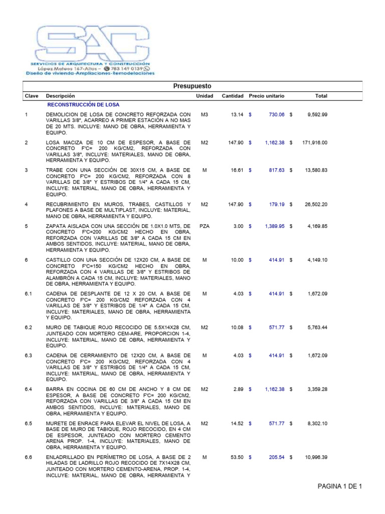 PRESUPUESTO | PDF | Materiales | Ingeniero civil