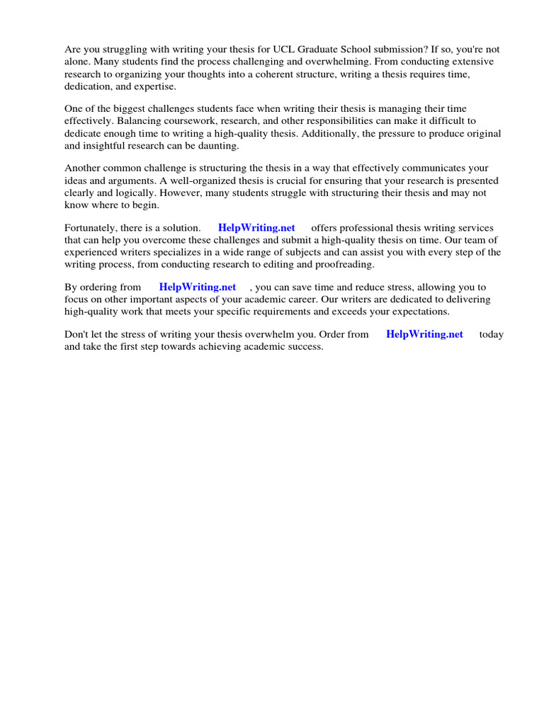 Ucl Graduate School Thesis Submission | PDF | Science & Mathematics