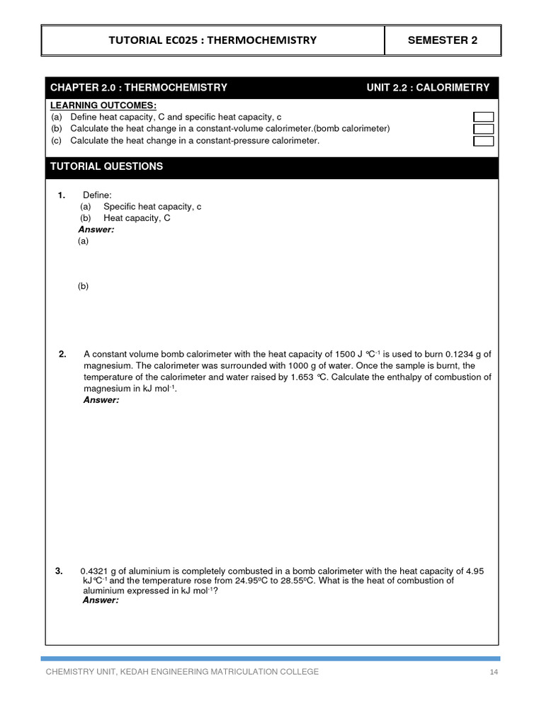 CHAPTER 2.2 CALORIMETRY - Pelajar | PDF | Heat | Calorimetry
