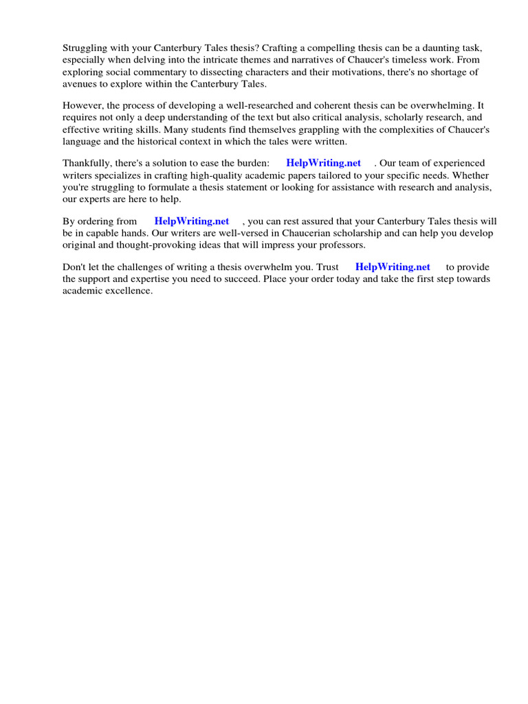 Canterbury Tales Thesis Ideas | PDF | The Canterbury Tales | Geoffrey ...