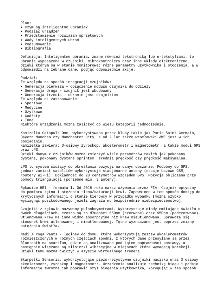 Inteligentne Ubrania - Kopia | PDF