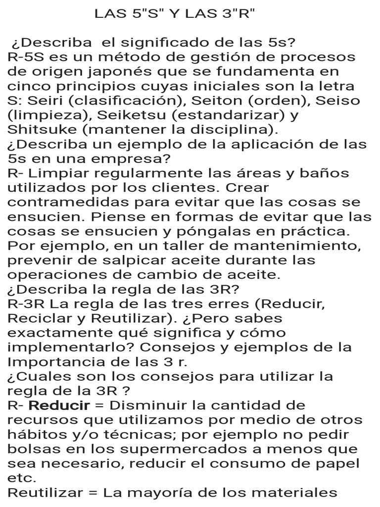 Tema 9 Las 5s y 3r | PDF | Residuos | El plastico