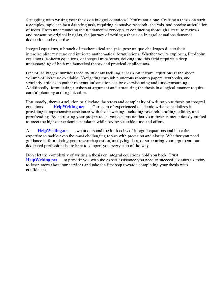 Thesis Integral Equations | PDF | Integral | Teaching Mathematics