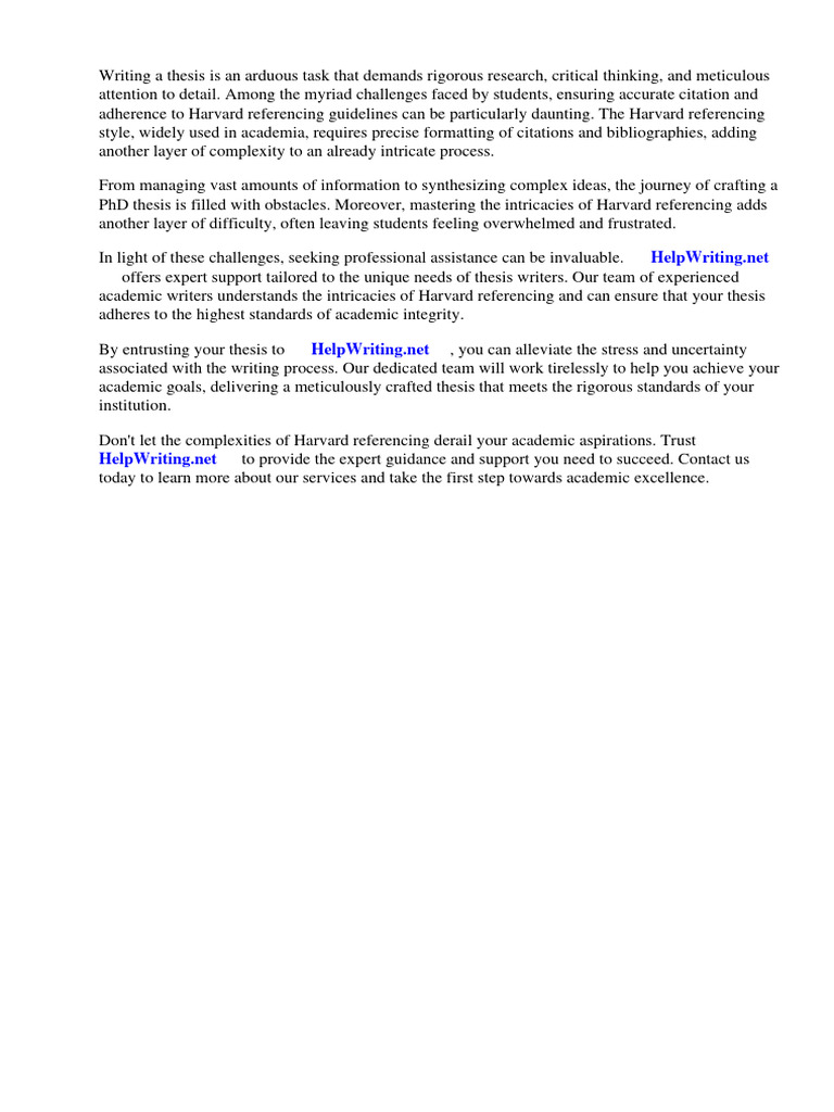 Harvard Reference PHD Thesis | PDF | Thesis | Citation