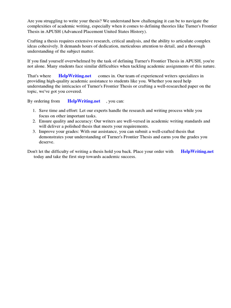 Define Turners Frontier Thesis Apush | PDF | American Frontier | The ...