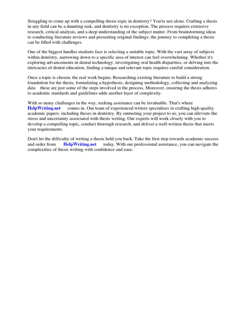Rguhs Thesis Topics in Dentistry | PDF