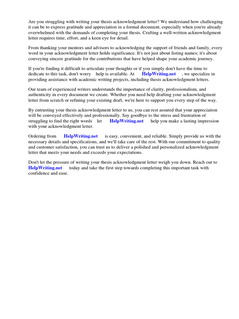 Sample Thesis Acknowledgement Letter | PDF | Career & Growth | Self ...