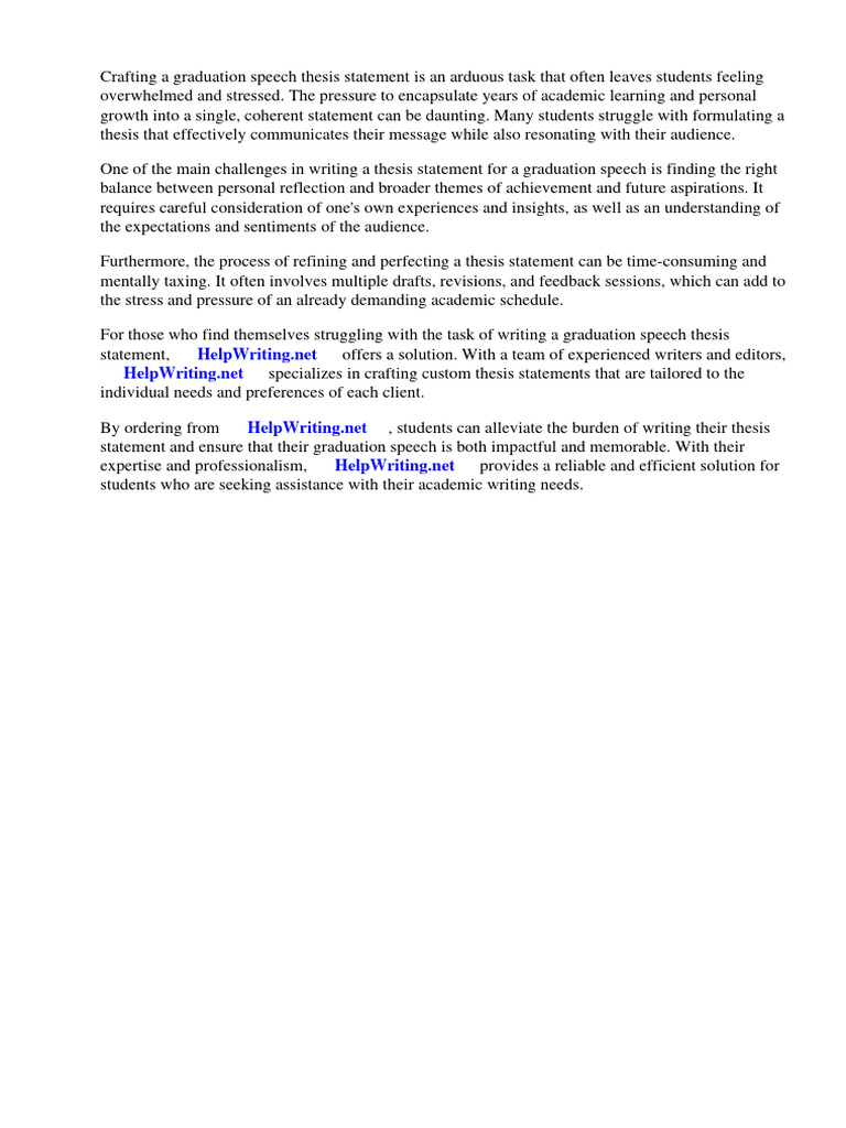 Graduation Speech Thesis Statement | PDF | Career & Growth