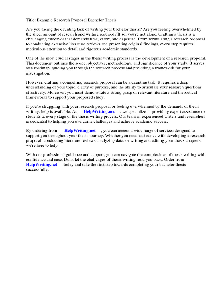 Example Research Proposal Bachelor Thesis | PDF | Thesis