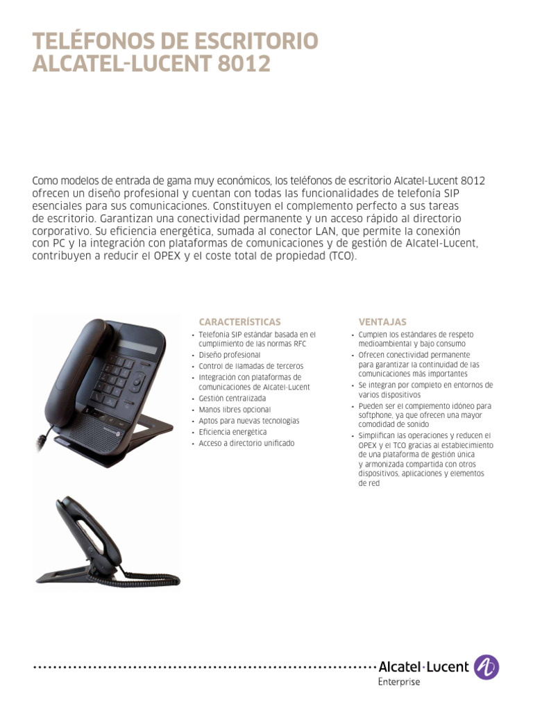 8012 DeskPhones Datasheet ES | PDF