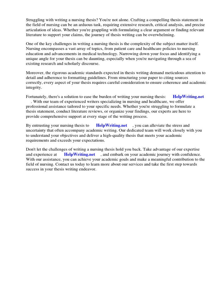 Examples of Nursing Thesis Statements | PDF | Nursing | Thesis