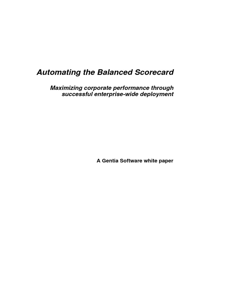 BSC White Paper w97 Gentia Software | PDF | Strategic Management | Data ...