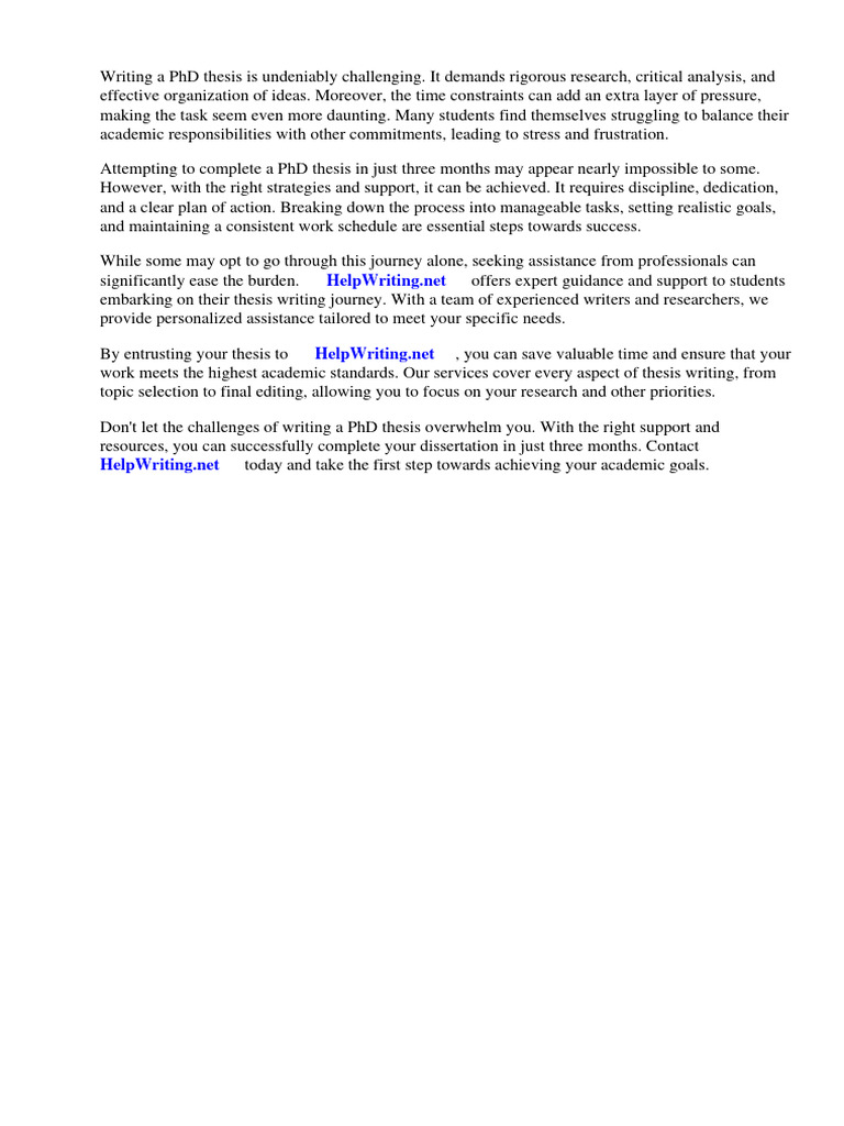 How To Write A PHD Thesis in 3 Months | PDF | Thesis | Doctor Of Philosophy