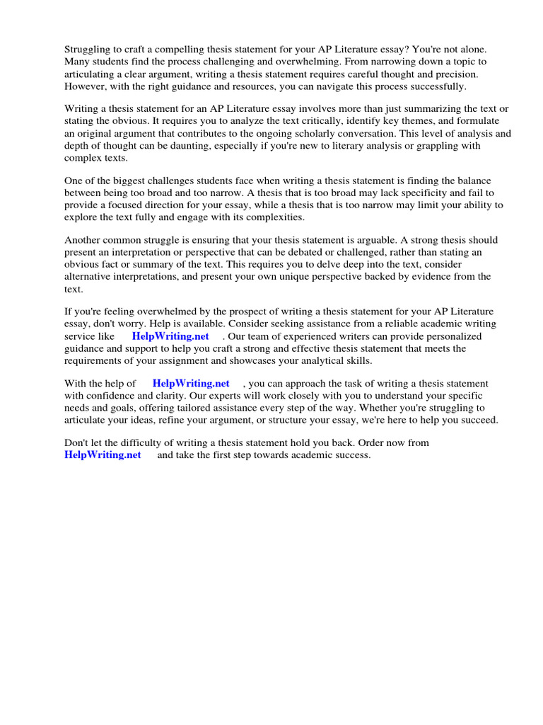 Crafting AP Literature Thesis Statements | PDF | Essays | Thesis