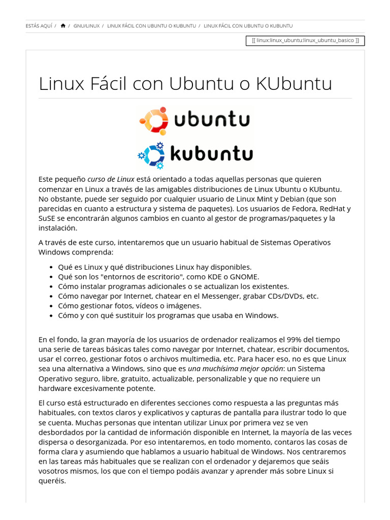 Linux Fácil Con Ubuntu o KUbuntu (Sromero - Org) | PDF | Distribución de Linux | Memoria USB