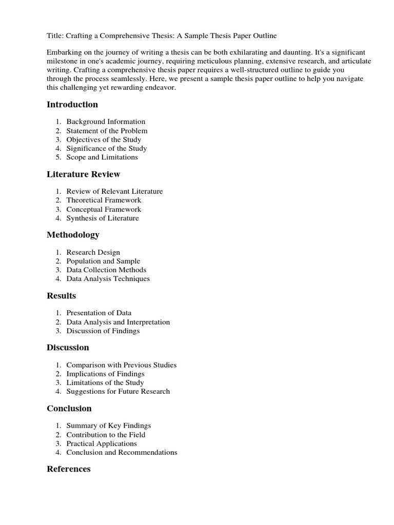 Sample Thesis Paper Outline | PDF | Career & Growth