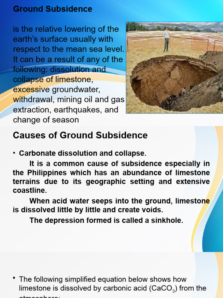 Understanding Ground Subsidence Causes | PDF | Earth Sciences | Geology