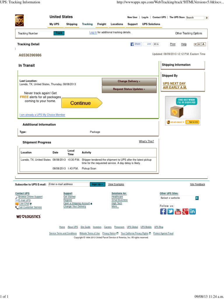 UPS - Tracking Information | PDF | United Parcel Service | Cargo