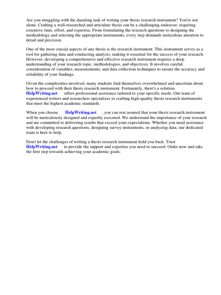 Example of Thesis Research Instrument | PDF | Data Analysis | Methodology