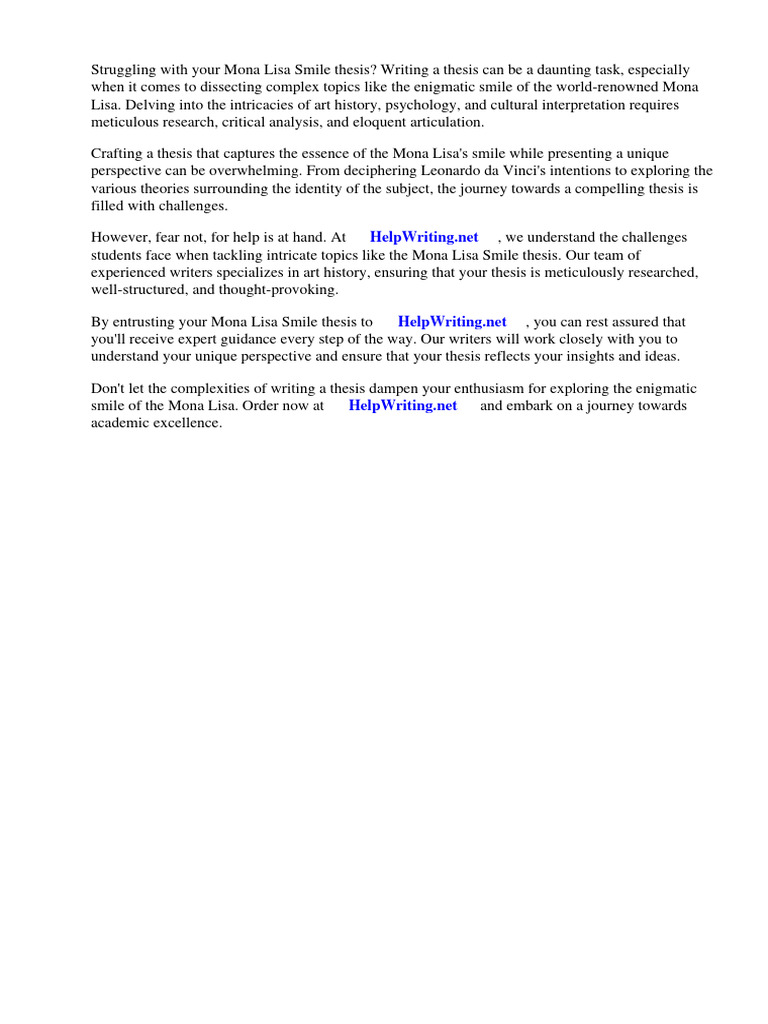 Mona Lisa Smile Thesis | PDF | Leonardo Da Vinci