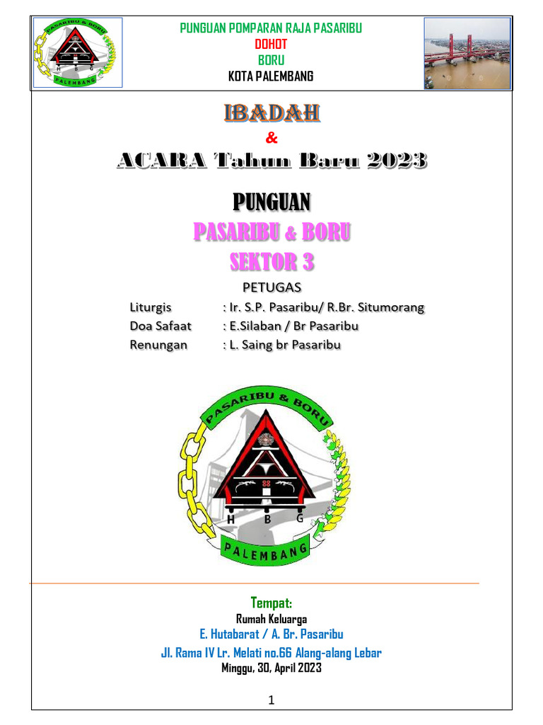 Ibadah Arisan Pasaribu & Boru Sektor 3. April 2023 | PDF